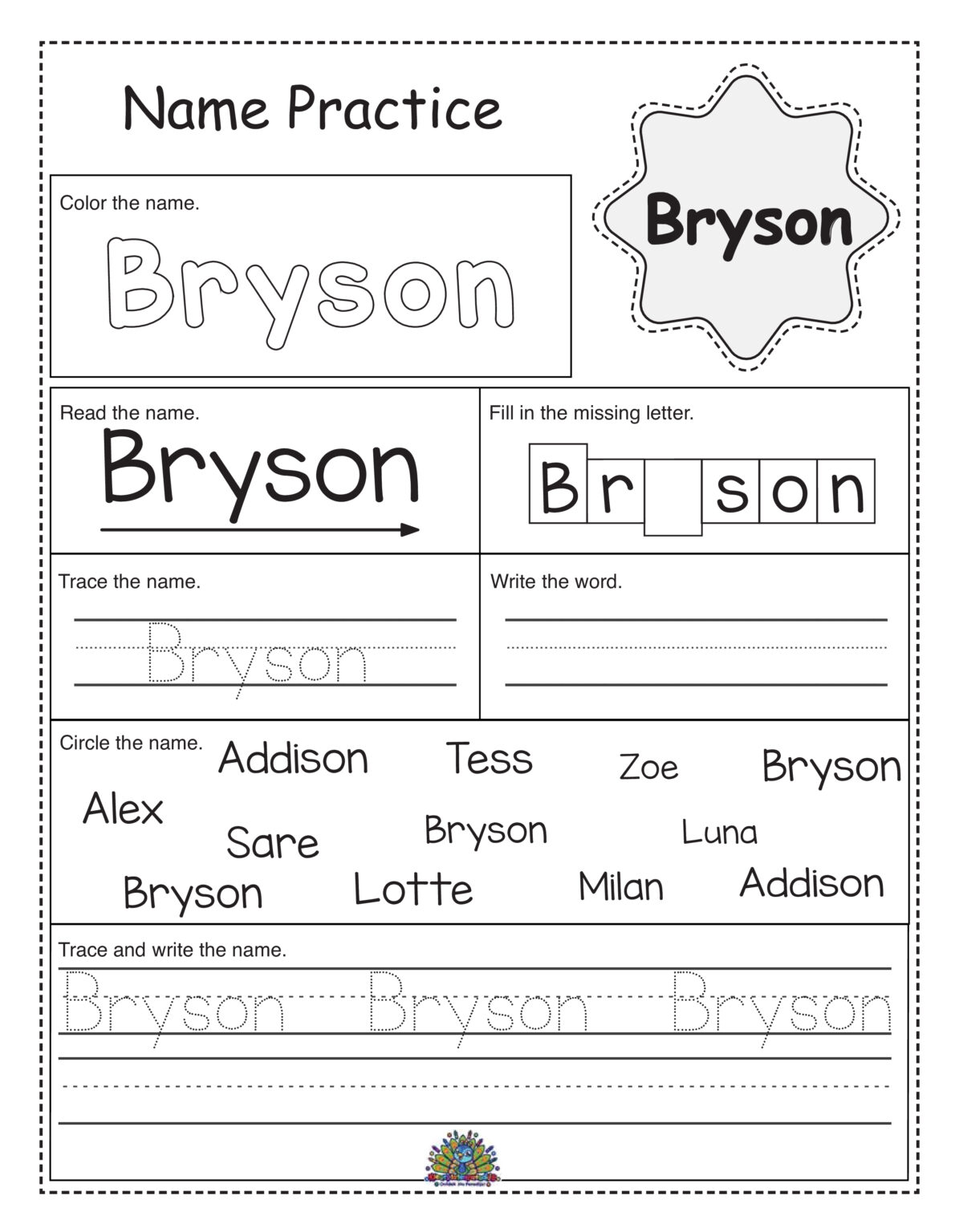 Bryson worksheet 2 - Kleurplatenparadijs