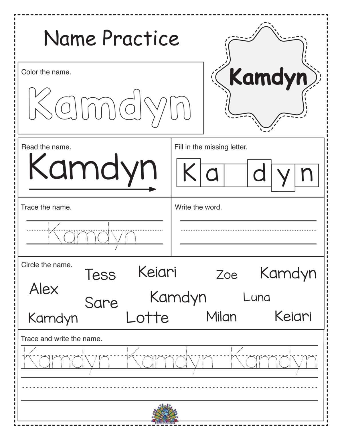 Kamdyn – Naam Schrijven Oefenen (PDF)
