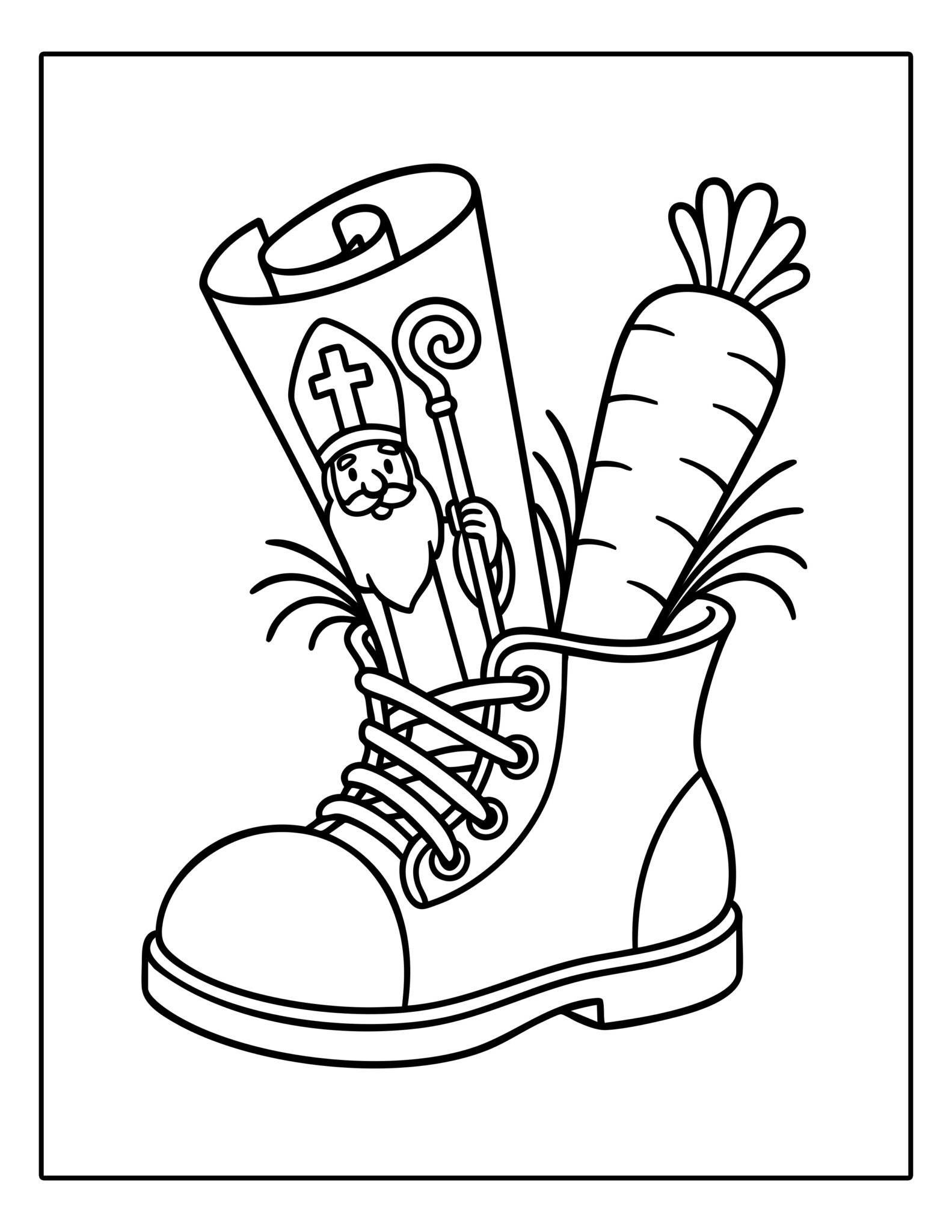 Kleurplaat schoentje zetten – Sinterklaas kleurpret!