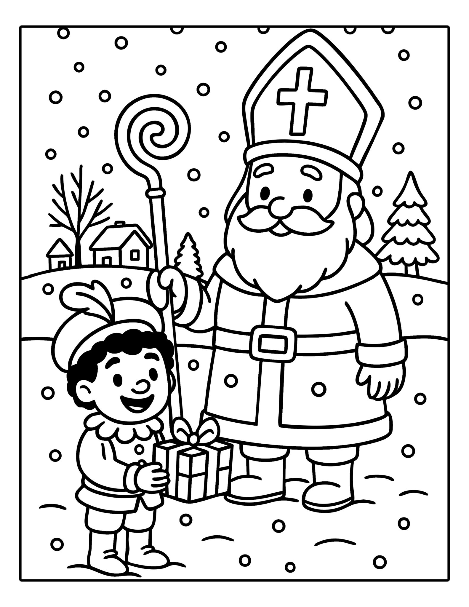 Feestelijke Cadeau Kleurplaat & Kleurplaat Piet – Sinterklaas